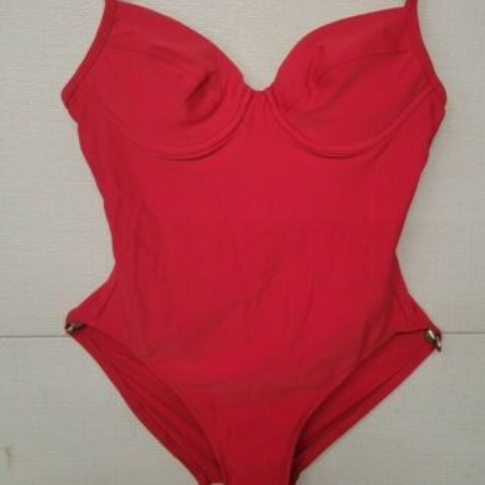 Victorias Secret 1 Piece Swimsuit 8c Padded Top Red Gem